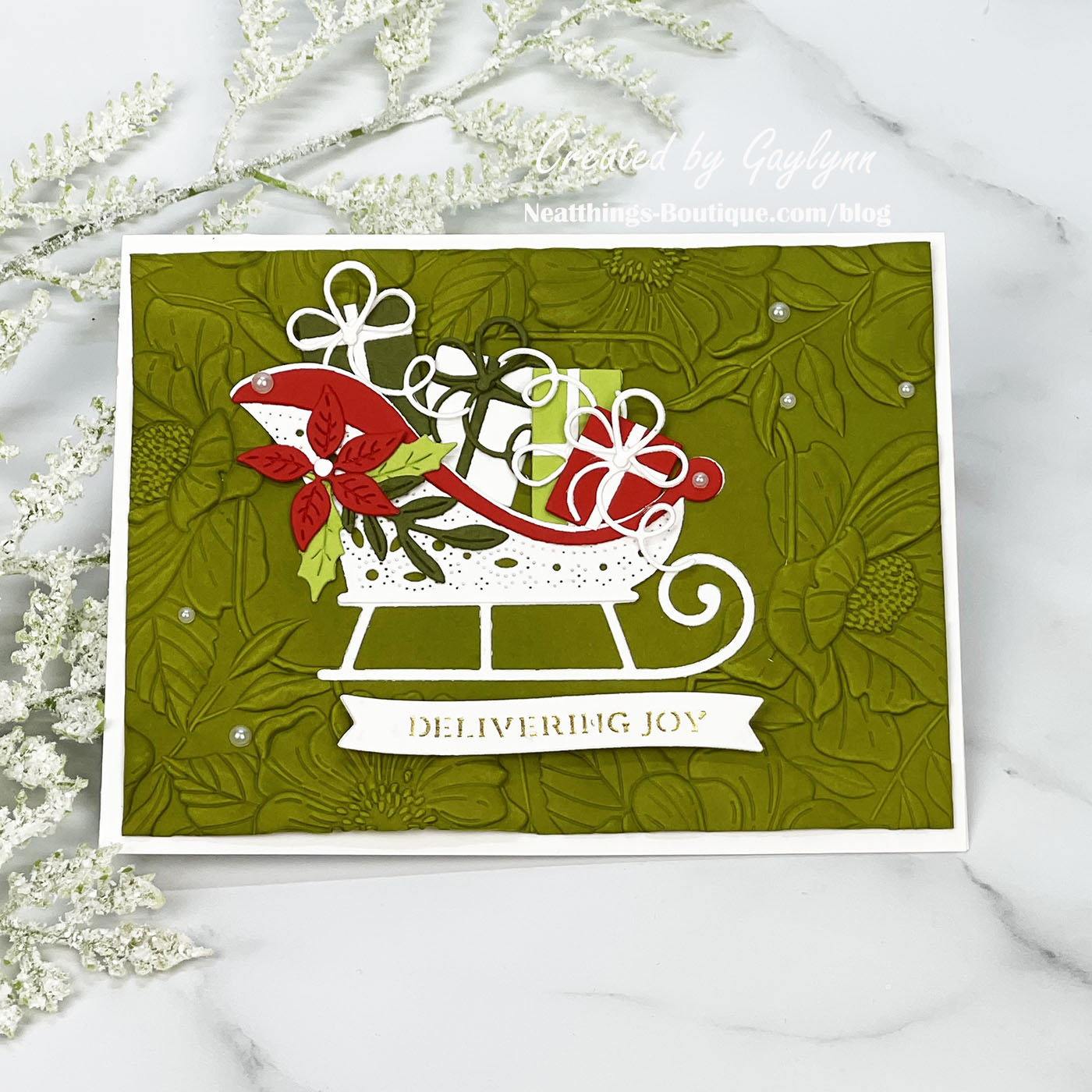 Delivering Joy Holiday Sleigh Card + Dry Embossing
